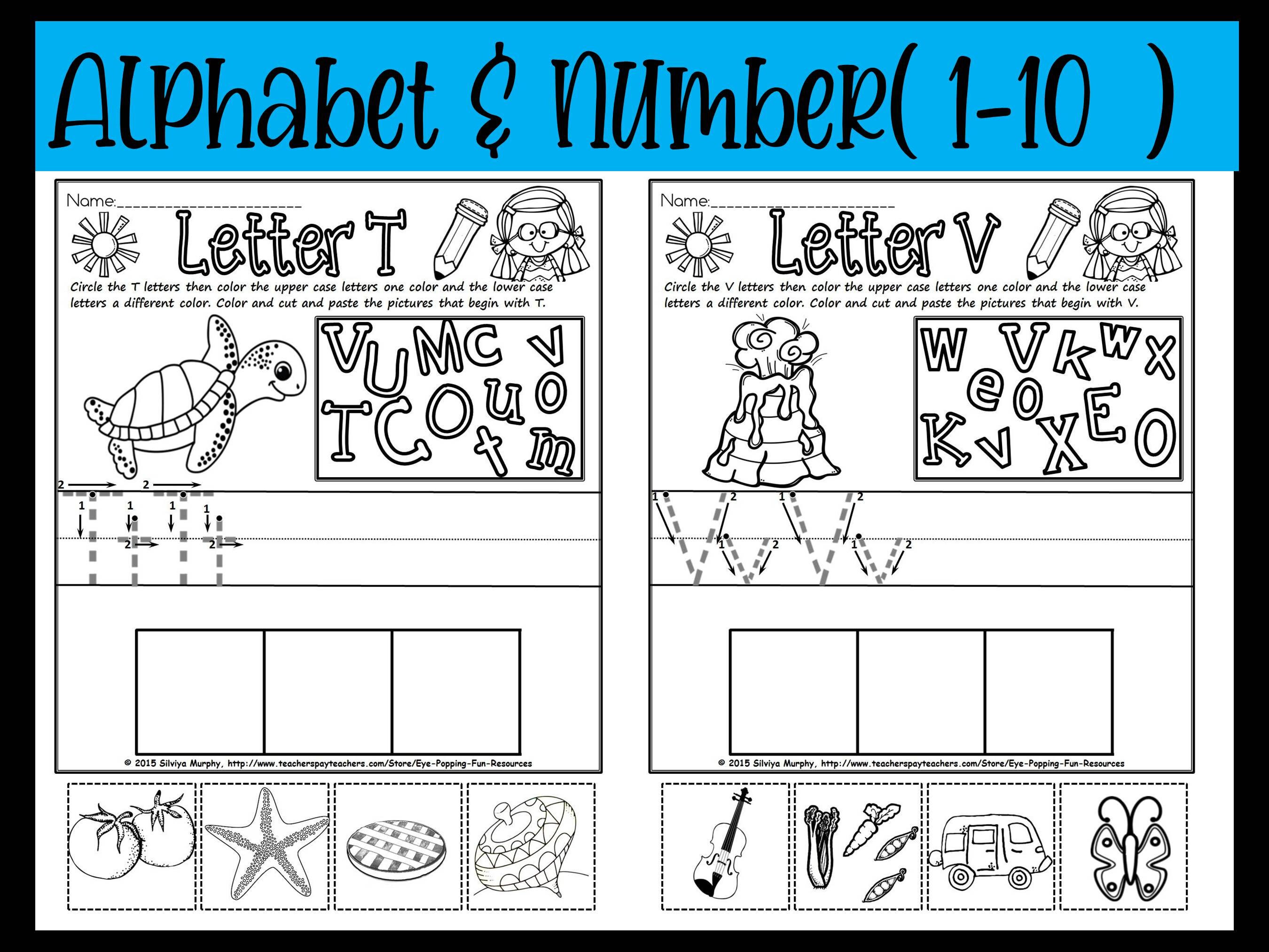 Alphabet and Numbers Worksheets - Etsy