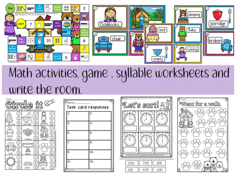 Goldilocks and the Three Bears Activities - Etsy