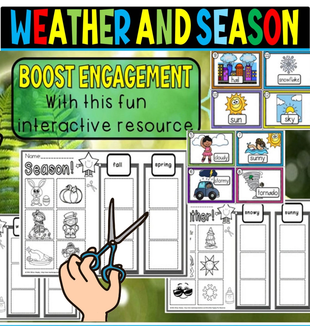 Weather and Season for Kindergarten |write the Room| Cut and Paste ...