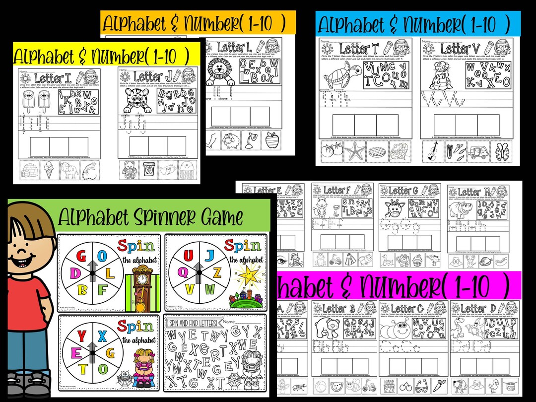 Alphabet and Numbers Worksheets - Etsy