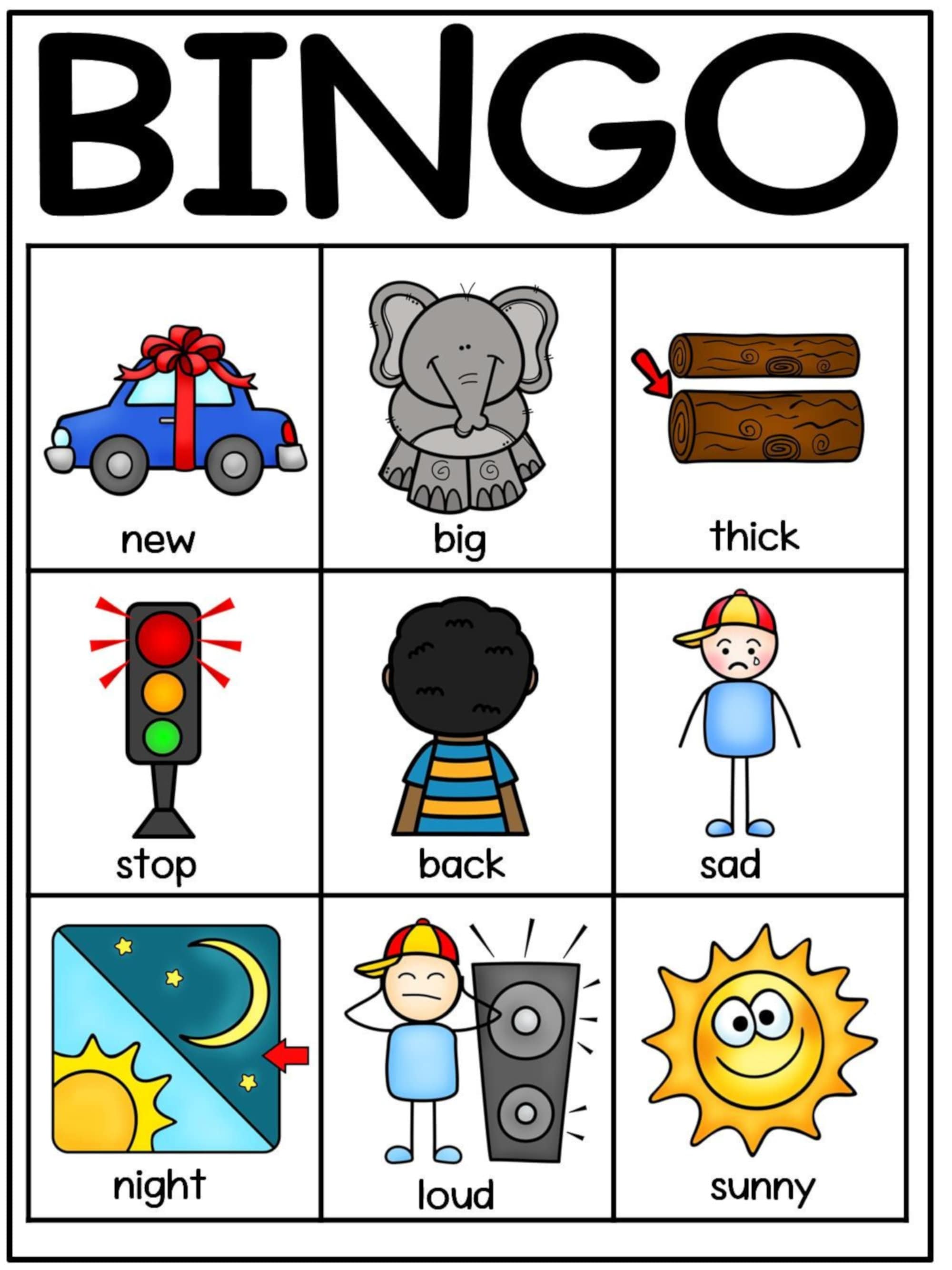 Bingo Opposites - Etsy