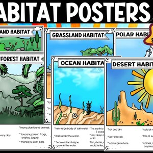 Cut and Paste Animals in Their Habitats|posters| Snakes and Ladders ...