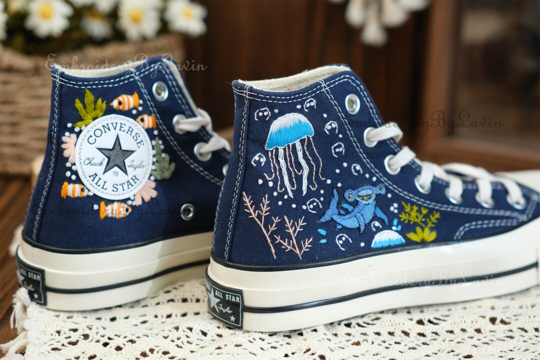 Converse Ocean Embroidered Shoes, 1970s Converse Chuck Taylor, Converse ...