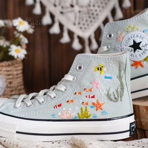 Converse Ocean Embroidered Shoes, 1970s Converse Chuck Taylor, Converse ...