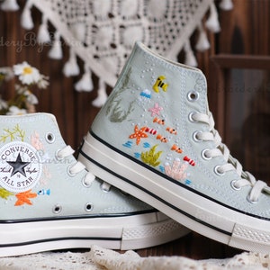 Converse Ocean Embroidered Shoes, 1970s Converse Chuck Taylor, Converse ...
