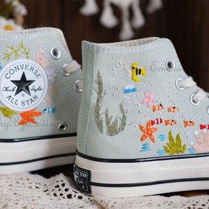 Converse Ocean Embroidered Shoes, 1970s Converse Chuck Taylor, Converse ...