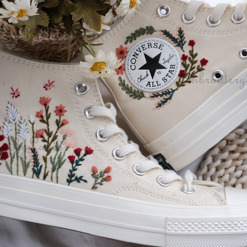 Embroidered Converse - Etsy
