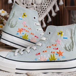Converse Ocean Embroidered Shoes, 1970s Converse Chuck Taylor, Converse ...