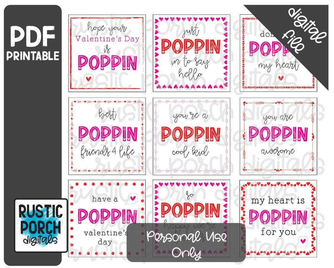DIGITAL DOWNLOAD, Pop It Valentine Card Printable, Pop It Valentine ...