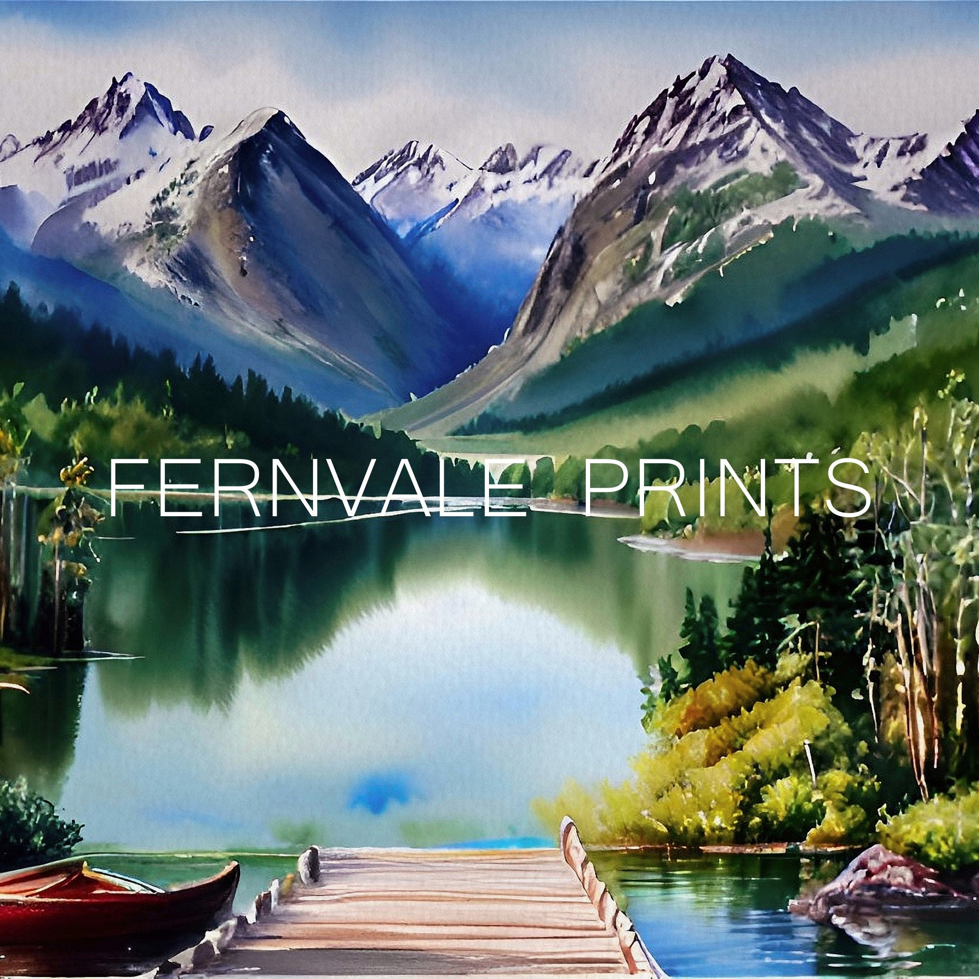 The Alpine Dream | Lake and Mountain Harmony Watercolor Painting ...