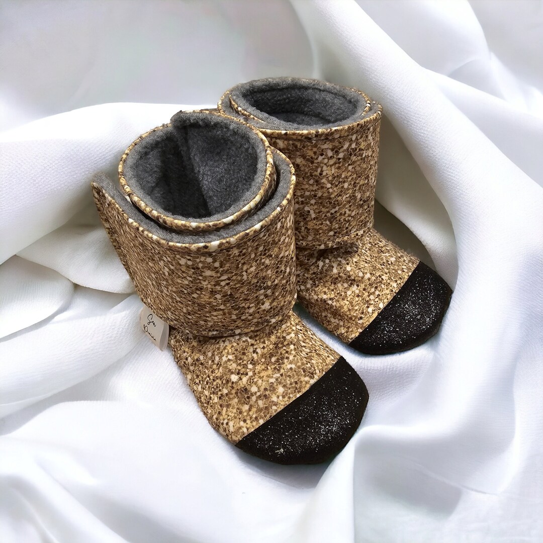 Softshell Gold Faux Glitter Booties /baby Booties- Extra Warm - Boots ...