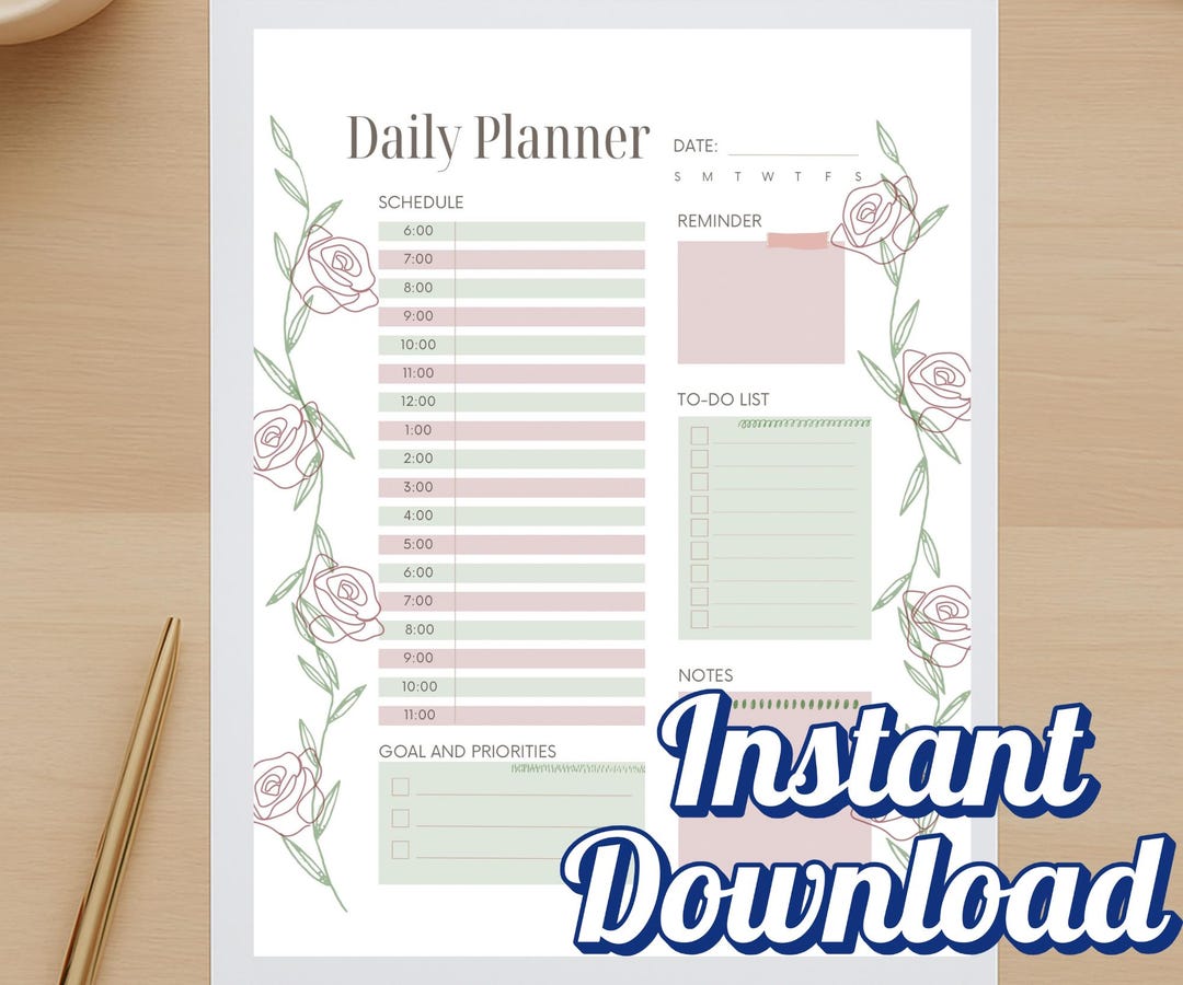 Floral Daily Planner Printable | Boho To-do List & Schedule Sheet | A4 ...
