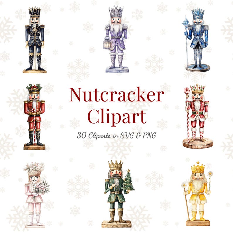 30 Nutcracker Clipart Bundle – SVG & PNG Files, Christmas Clipart, Nutcracker Ornament, Black ...