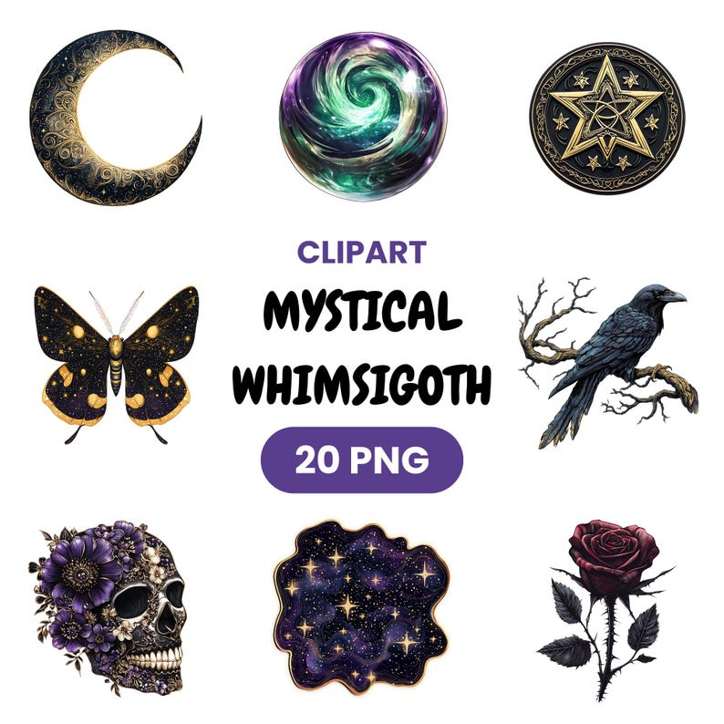 Mystical Whimsigoth Clipart Bundle - 20 Pngs | Practical Magic ...