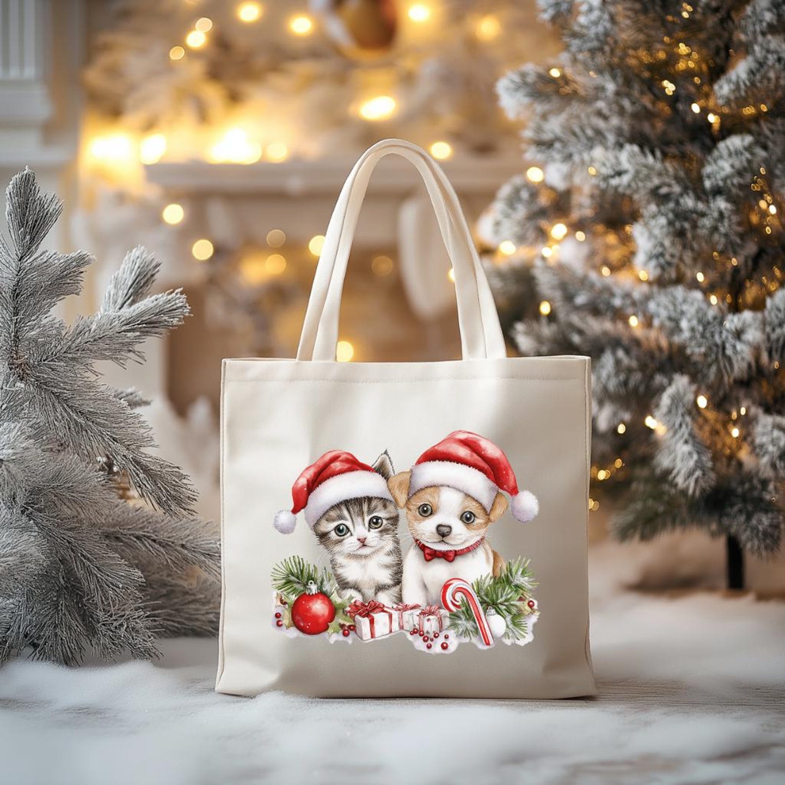 Christmas Cat and Dog Clipart Cute Dog and Cat Clipart, Pet Lover ...