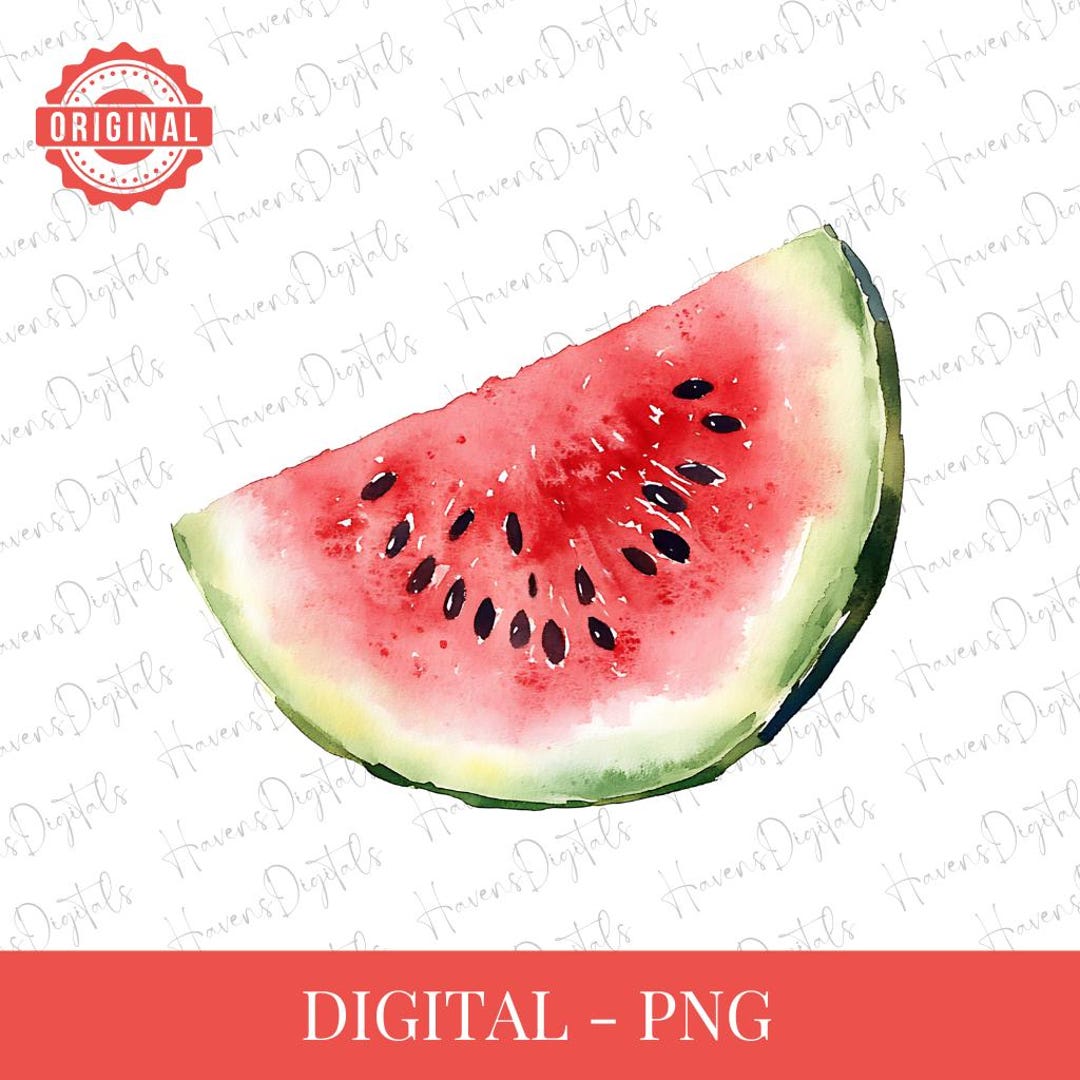 Watermelon Slice Watercolor Clipart PNG – Summer Fruit Art – Picnic or ...