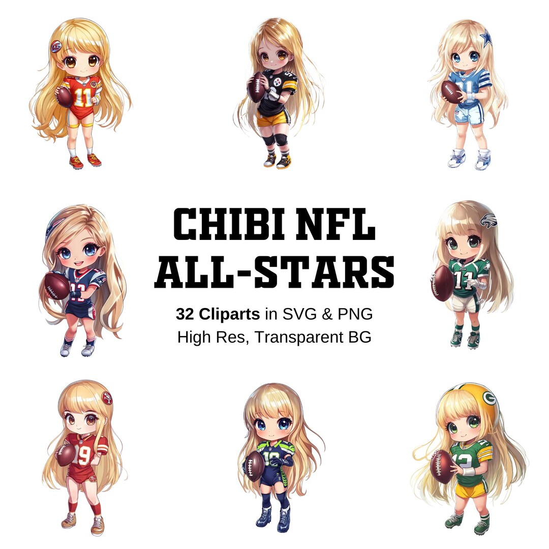 NFL Chibi Girl Football Player Clipart - 32 Teams Including Dallas ...