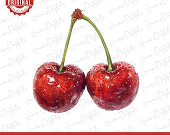 Trendy Cherry Print Clipart | High-quality Cherry PNG for DIY Projects ...
