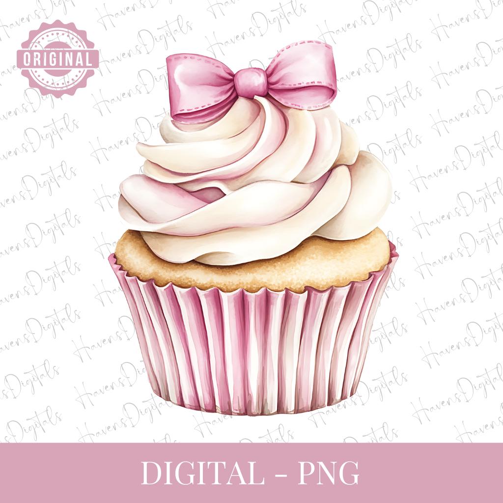 Coquette Cupcake Clipart | Watercolor Dessert Digital Download | Cute ...
