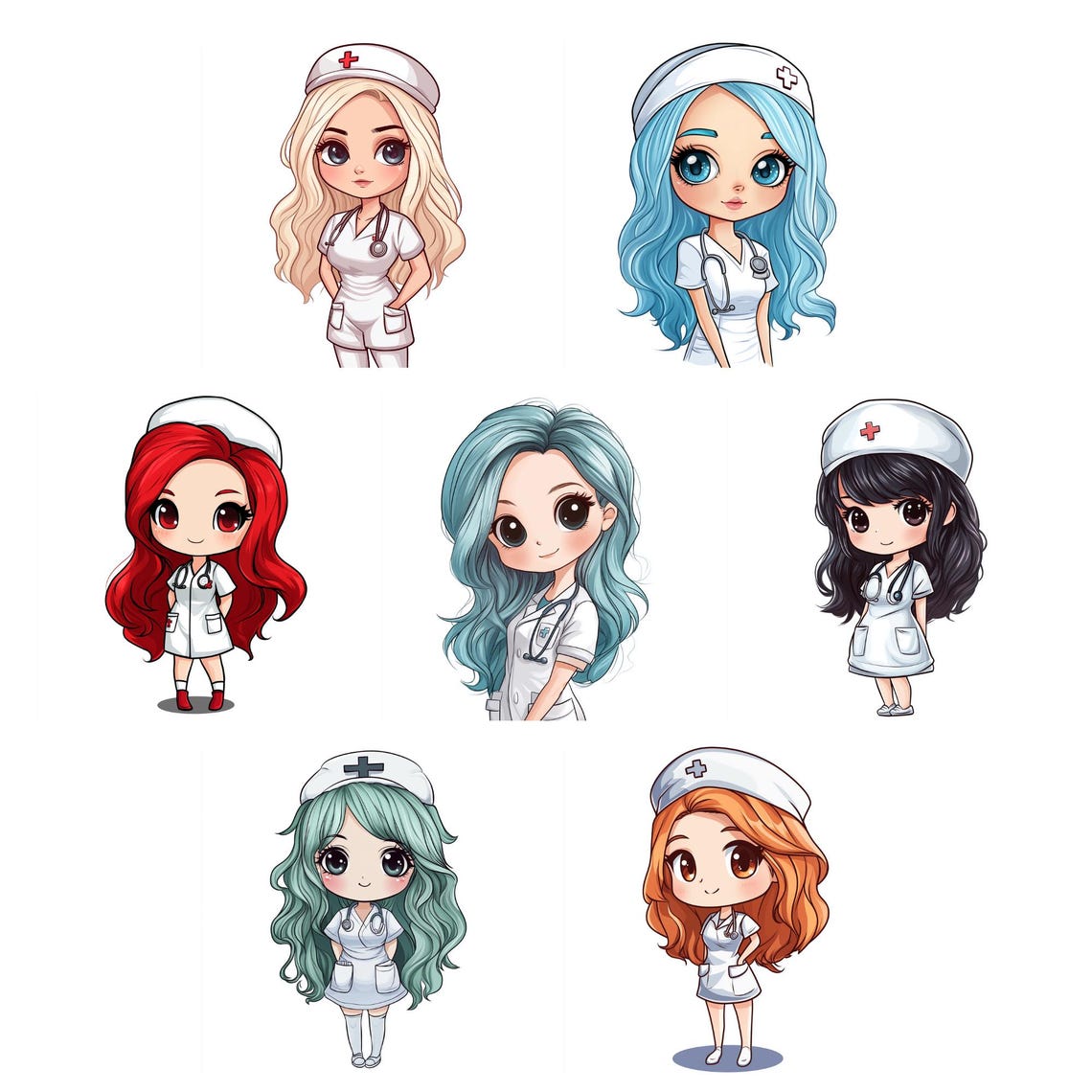 26 Cute Nurse Clipart, Chibi Clipart, Nurse Practitioner, Medical ...