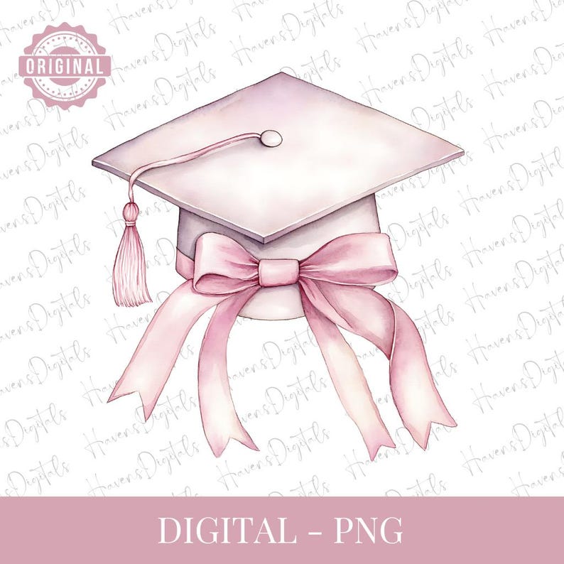Graduation Cap Clipart With Pink Bow – Class of 2025 Senior PNG ...