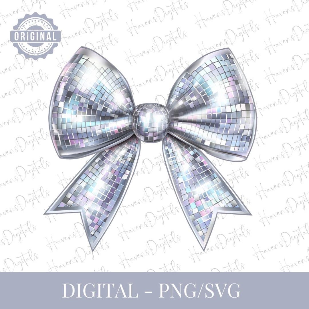 Disco Ball Bow Clipart – Mirrorball Decor, Disco Ball SVG & PNG ...
