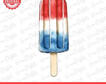 4th of July Popsicle Clipart – Patriotic Red White Blue Ice Pop PNG ...