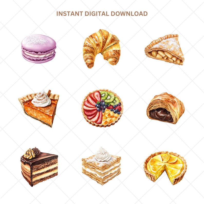 Aesthetic Pastry Clipart Bundle | Digital Download | Croissant PNG ...