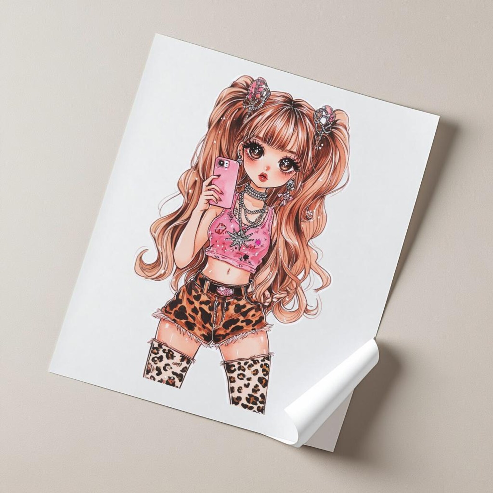 Kawaii Gyaru Chibi Girl Clipart | Y2K Aesthetic Digital Art | PNG for ...