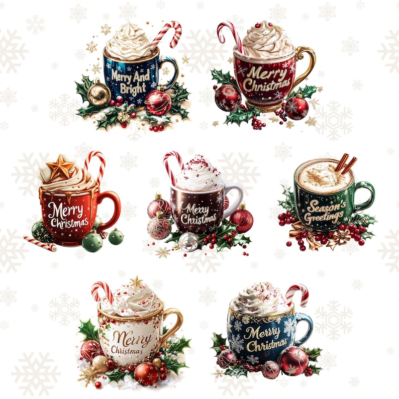 10 Christmas Drink Clipart Bundle – Festive Drink Icons, Hot Cocoa ...
