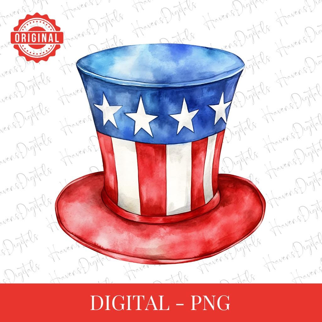 Uncle Sam Hat Clipart – 4th of July Patriotic Top Hat PNG – Red White ...