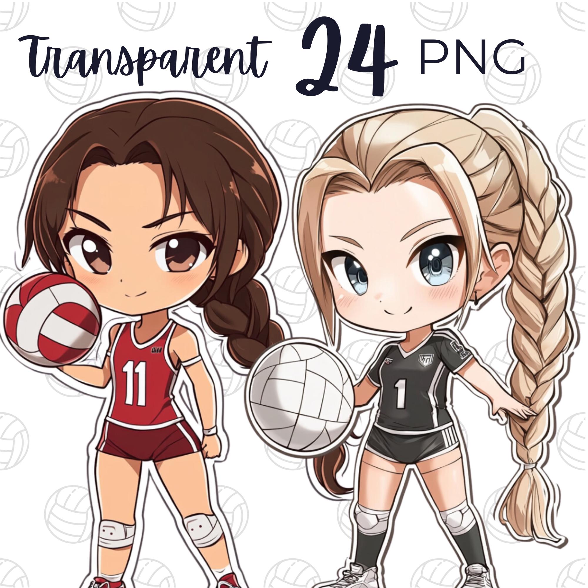 24 Chibi Volleyball Girl Clipart Pack – Kawaii Chibi Pngs, Volleyball ...