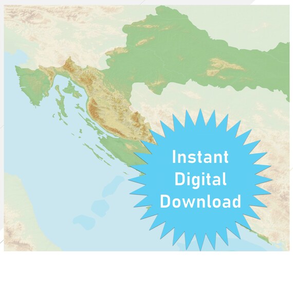 Map of Croatia. Surface and Reliefs. Editable Map. Excellent - Etsy