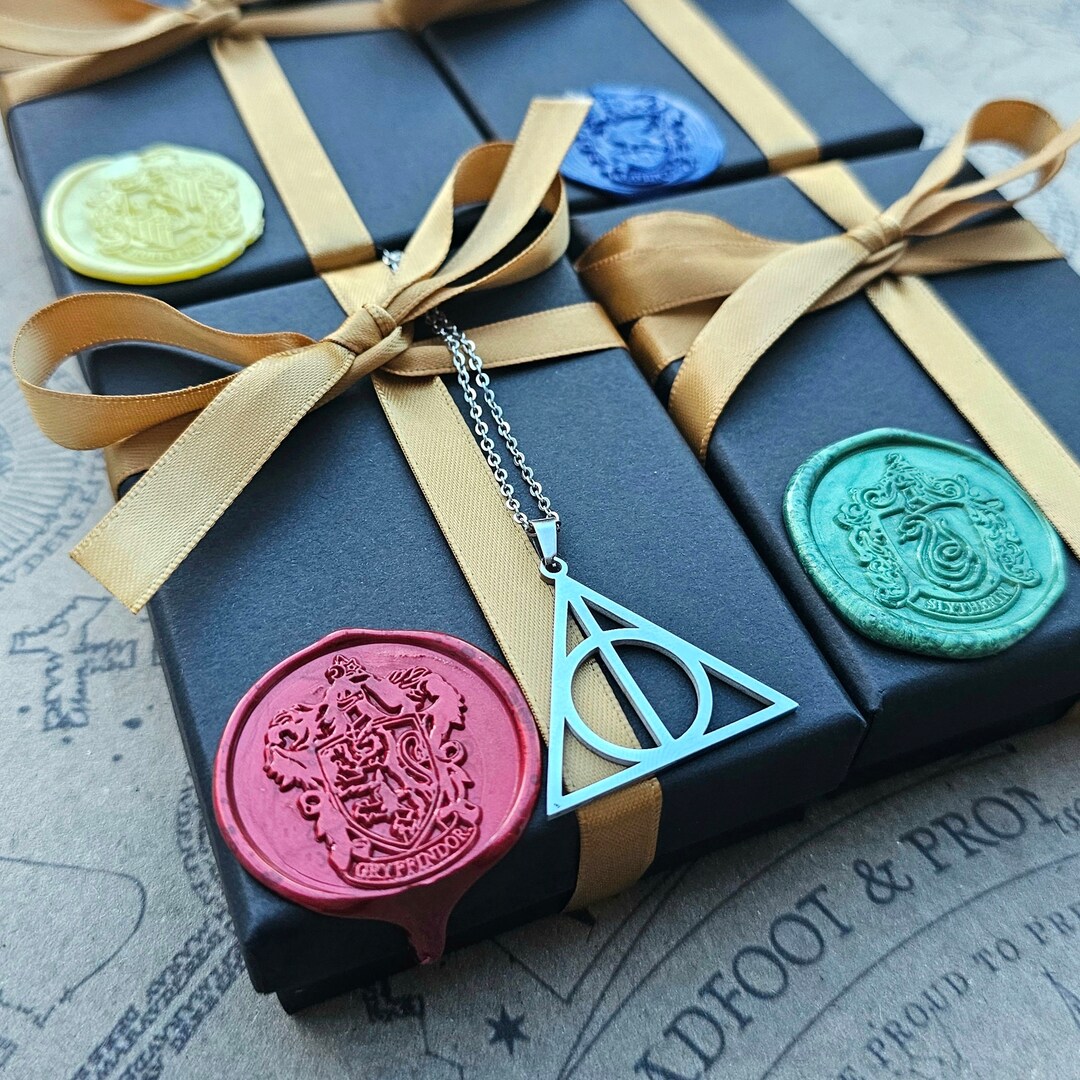 Magical Silver Wizard's Wand Deathly Hallows Symbol Necklace in a ...