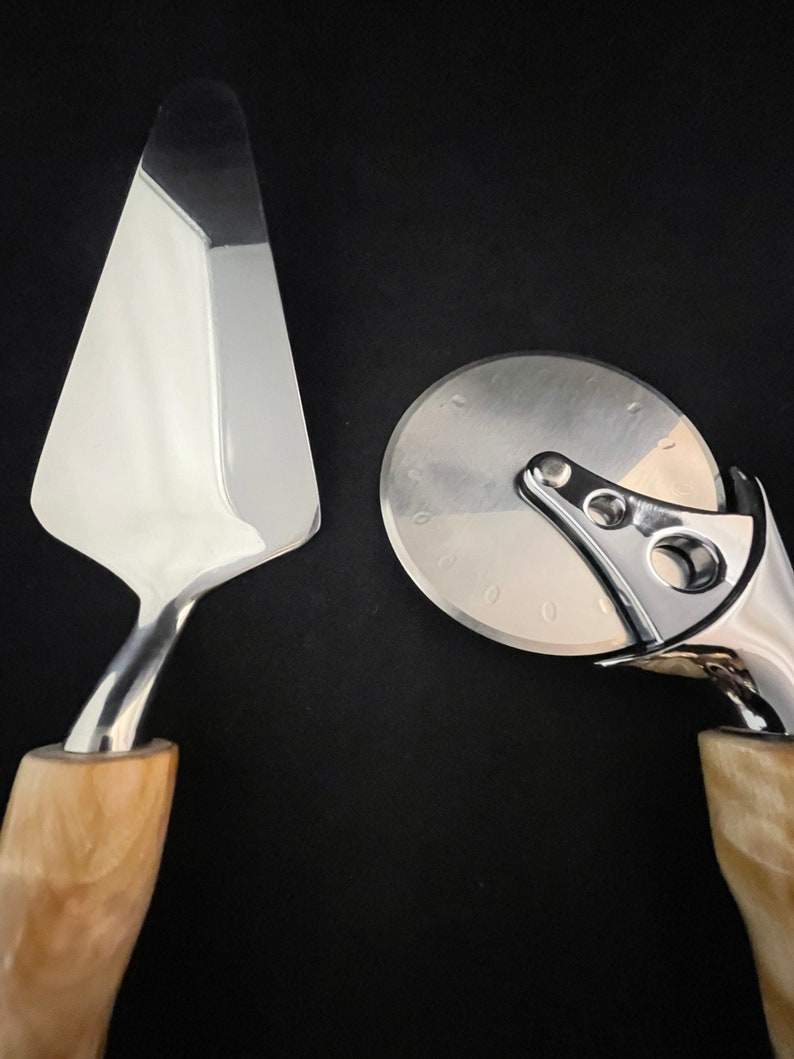 Pizza Slicer/server Set-flamed Birch - Etsy