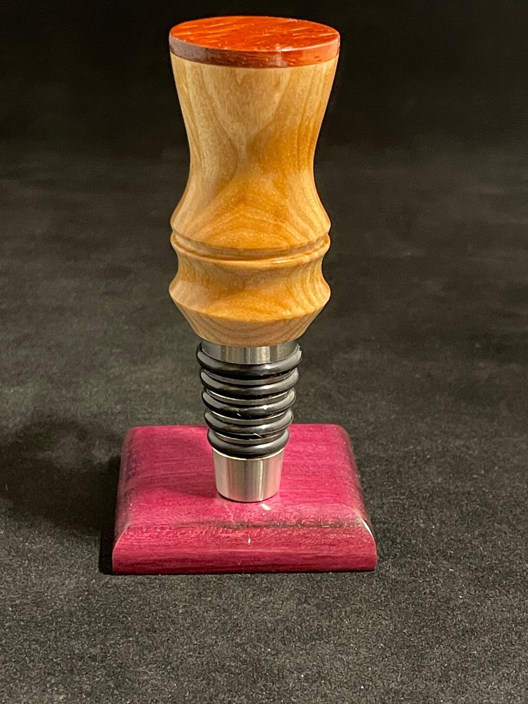 Flamed Birch Wood Whiskey Bottle Stopper Capped With Padauk. - Etsy