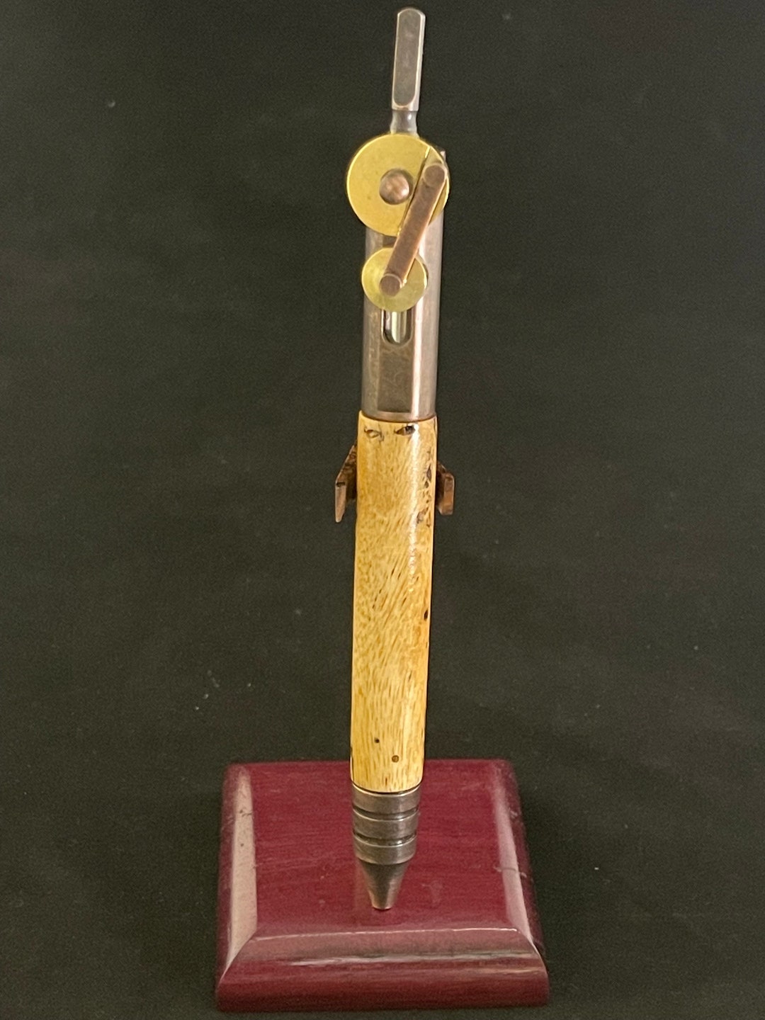 Piston Pen, in Brass Bronze. Made With Spalted Tamarind. - Etsy
