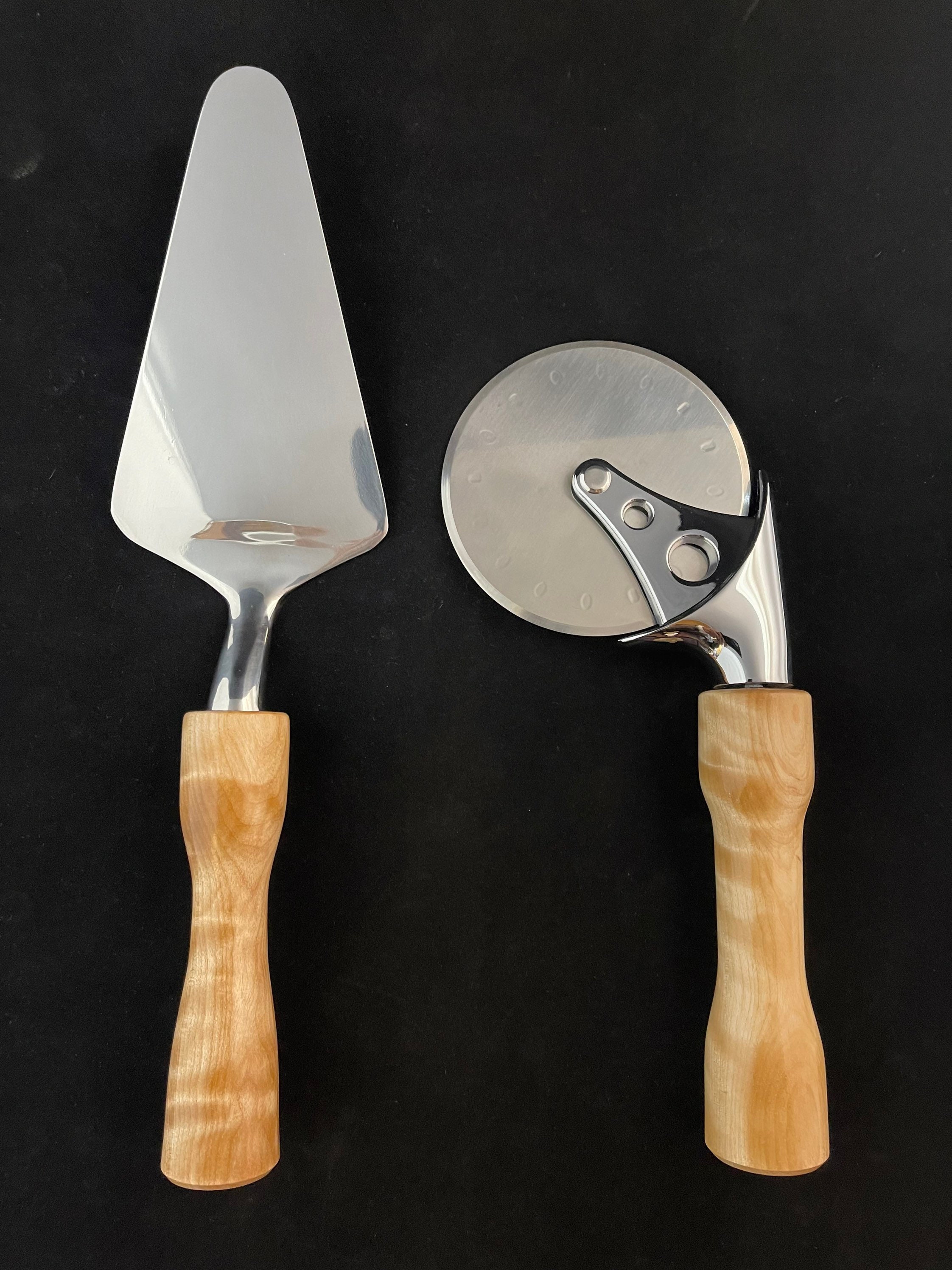 Pizza Slicer/server Set-flamed Birch - Etsy