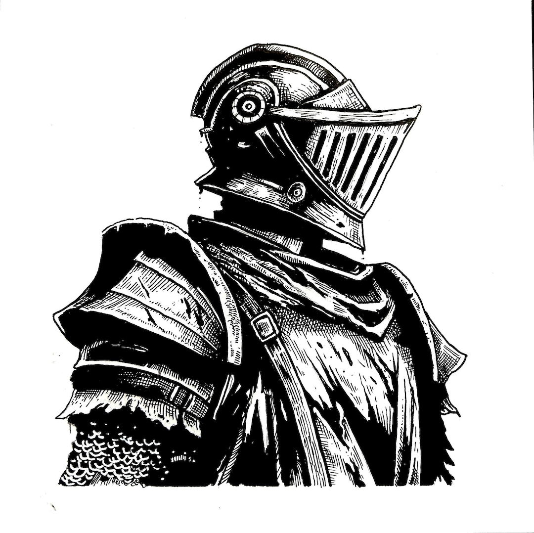 Original Ink Drawing: “knight IV” - Etsy