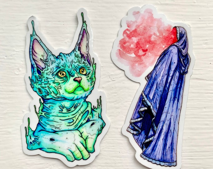 Sticker Pack Two Vinyl Stickers Based on Original Ink and Watercolor ...