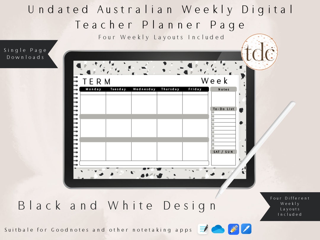 Undated Australian Teacher Weekly Digital Planner FOUR LAYOUTS INCLUDED ...