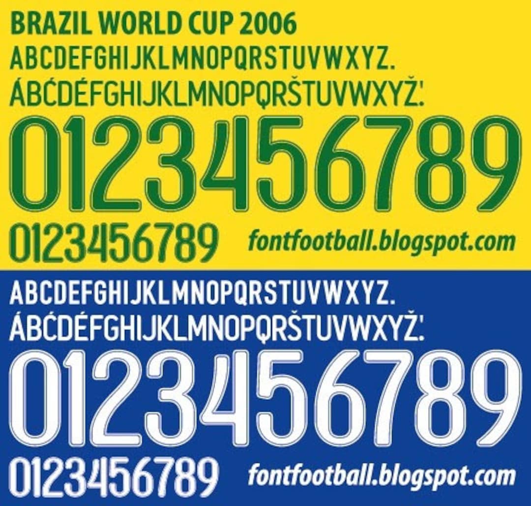 Brazil 2006 World Cup Football Name Set Font .TTF Ronaldinho, Neymar ...
