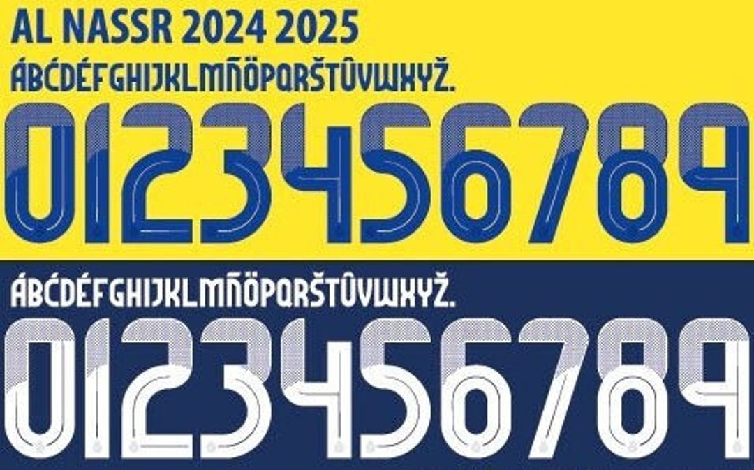 Al Nassr 2024/2025 Football Soccer Jersey Font Ronaldo CR7 .TTF Font - Etsy