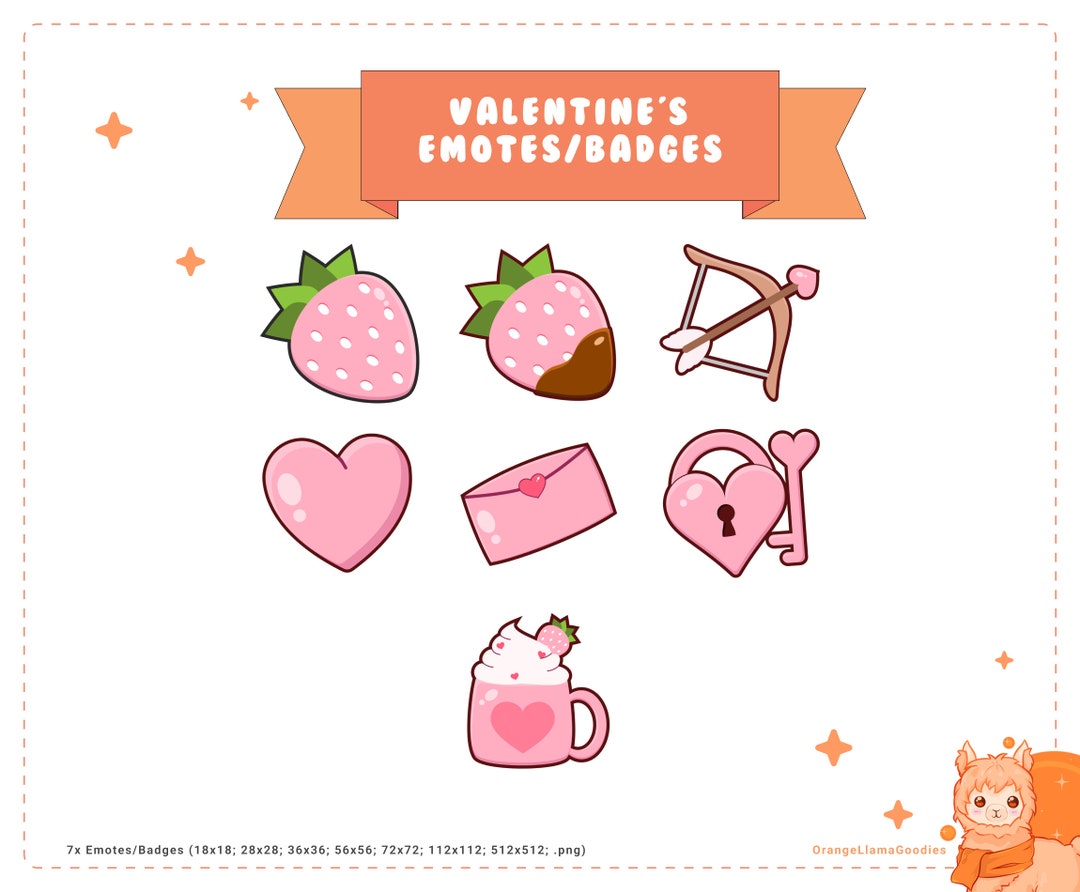 Valentine's Emote/sub Badge Pack Twitch Overlay Romantic Bubbly Cute ...