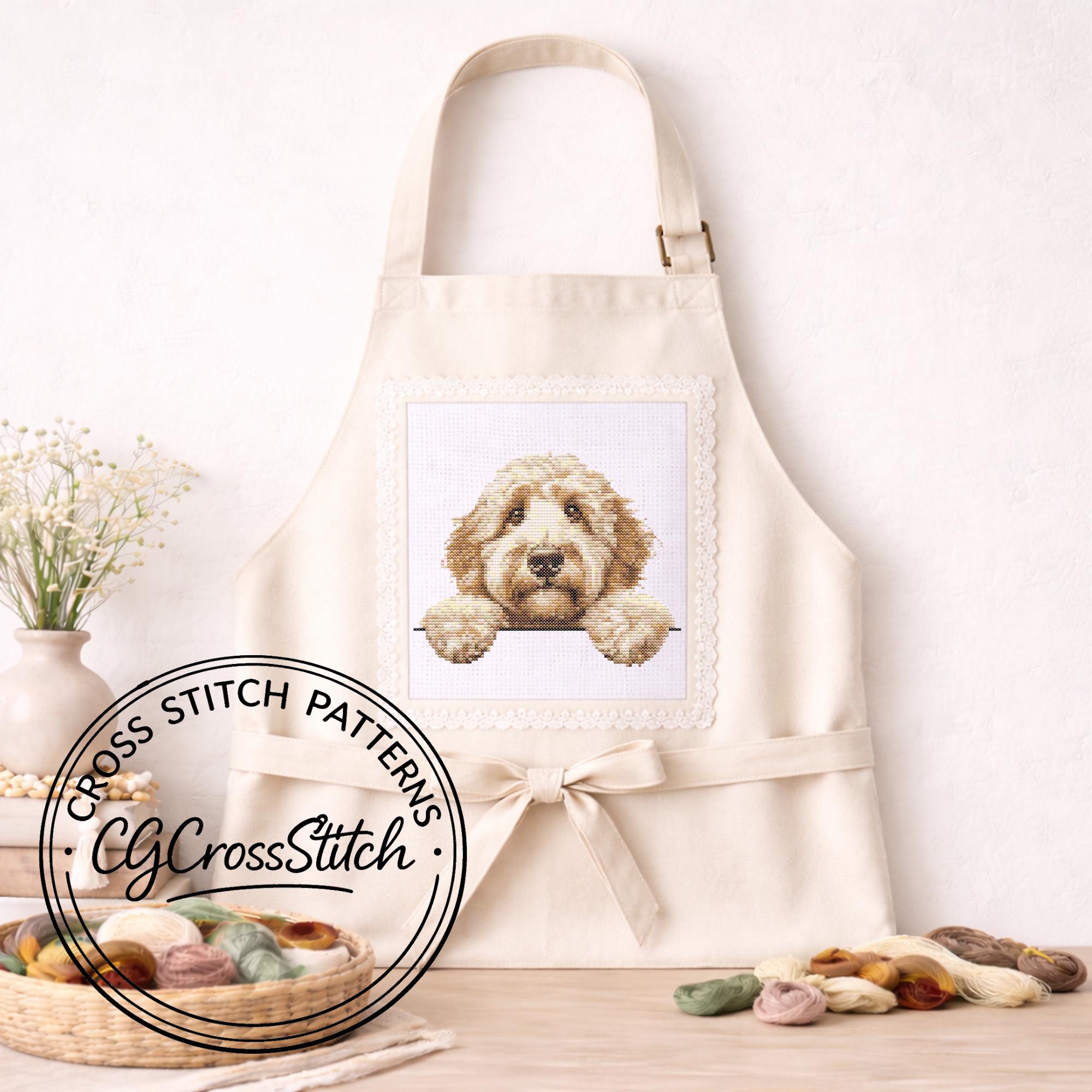 Goldendoodle Dog Cross Stitch Pattern, Cute Golden Doodle Dog Cross ...