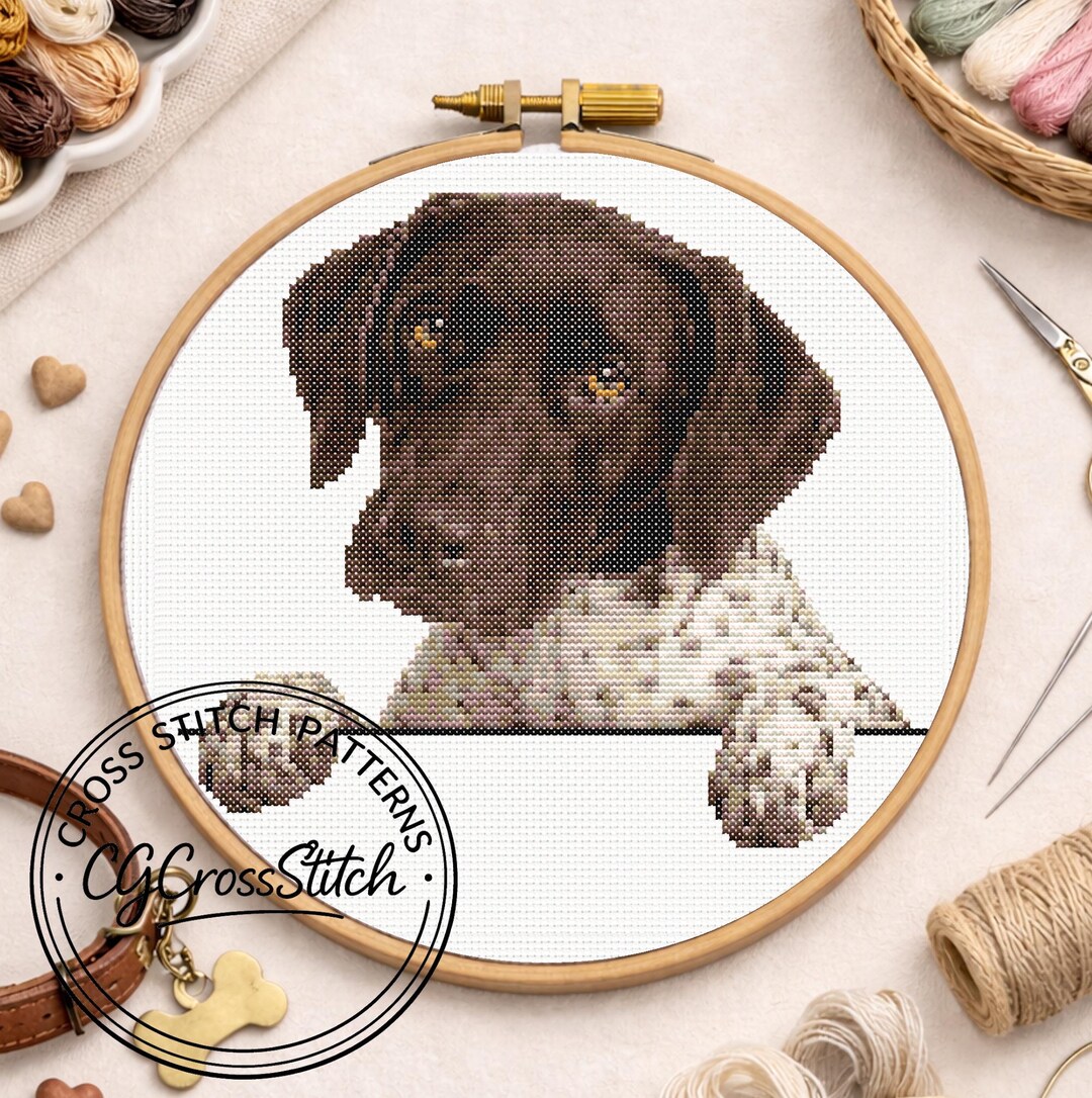 German Shorthaired Pointer Dog Cross Stitch Pattern, Cute GSP Dog Cross ...