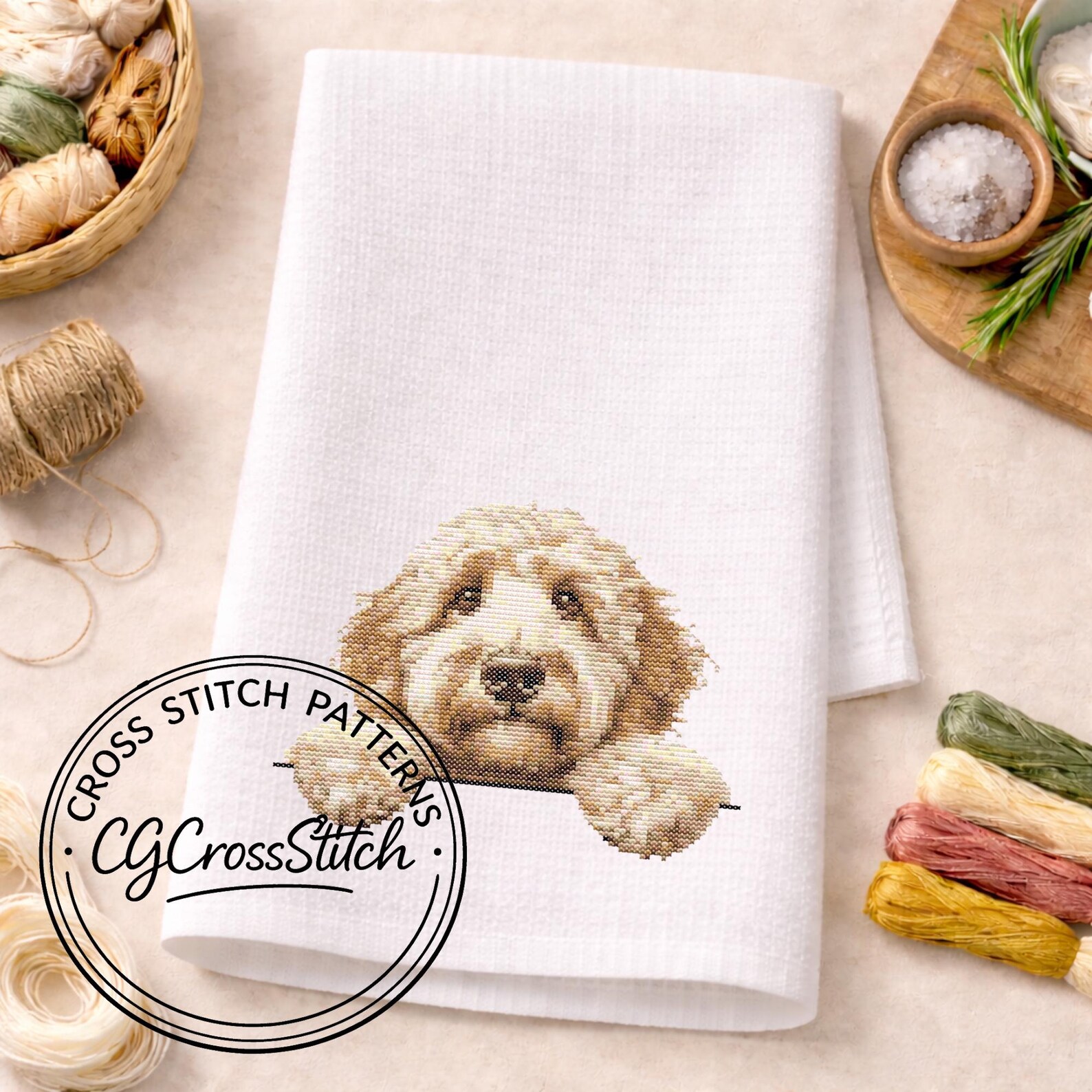 Goldendoodle Dog Cross Stitch Pattern, Cute Golden Doodle Dog Cross ...