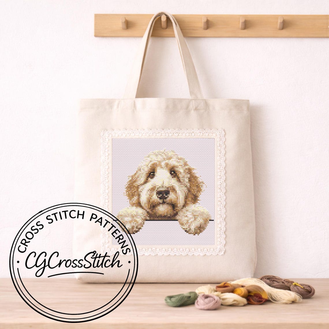 Goldendoodle Dog Cross Stitch Pattern, Cute Golden Doodle Dog Cross ...