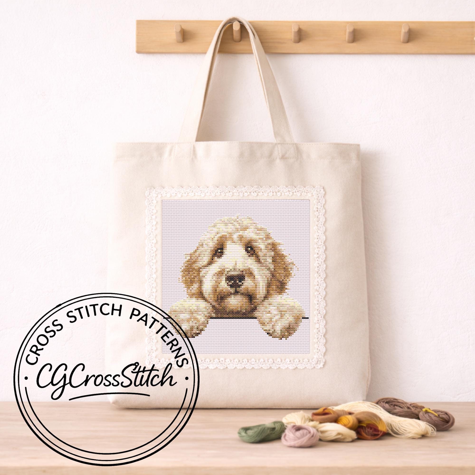 Goldendoodle Dog Cross Stitch Pattern, Cute Golden Doodle Dog Cross ...
