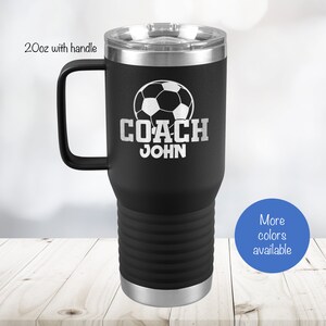 Custom Soccer Coach Tumbler | Engraved Soccer Ball Travel Cup for ...